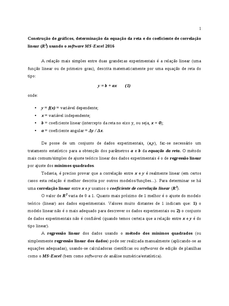 Tutorial Excel Gráfico - Equação Da Reta | PDF