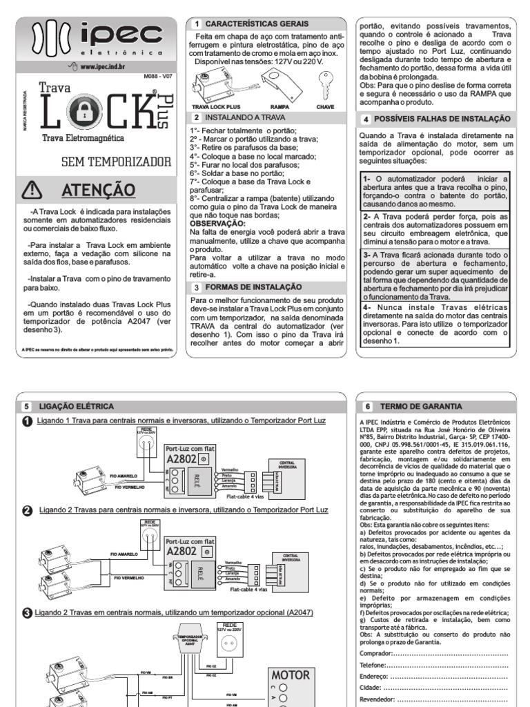 Esquema Temporizador A2047 Trava Lock Plus V05 Pdf
