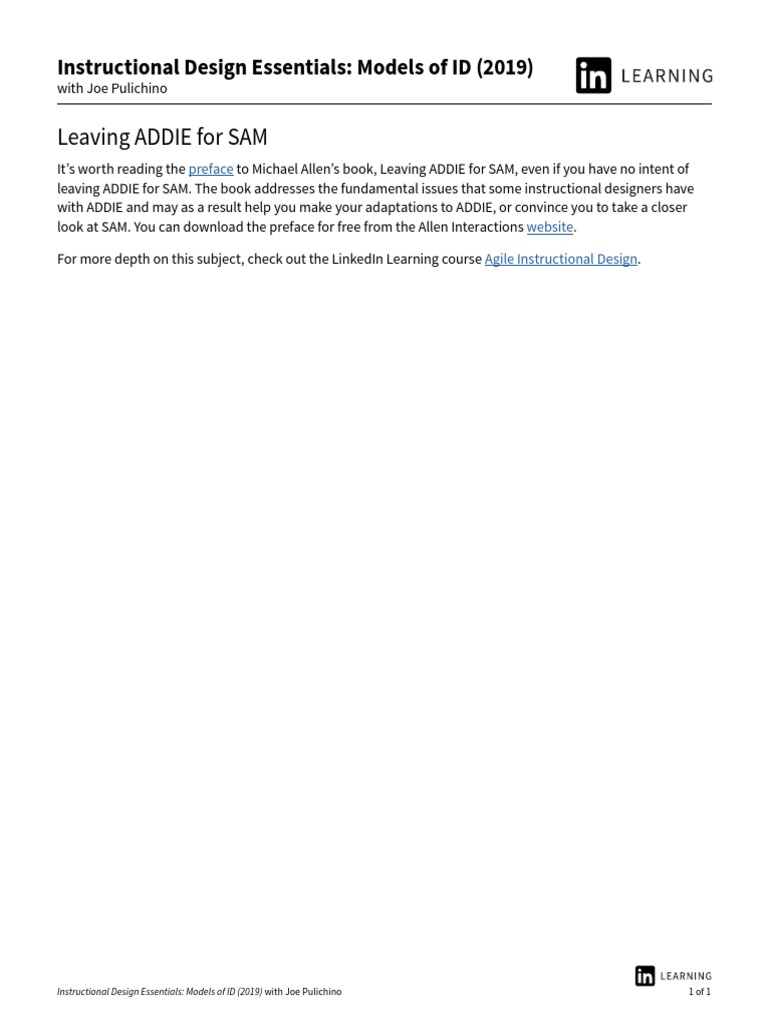 Exploring SAM in Instructional Design | PDF | Career & Growth