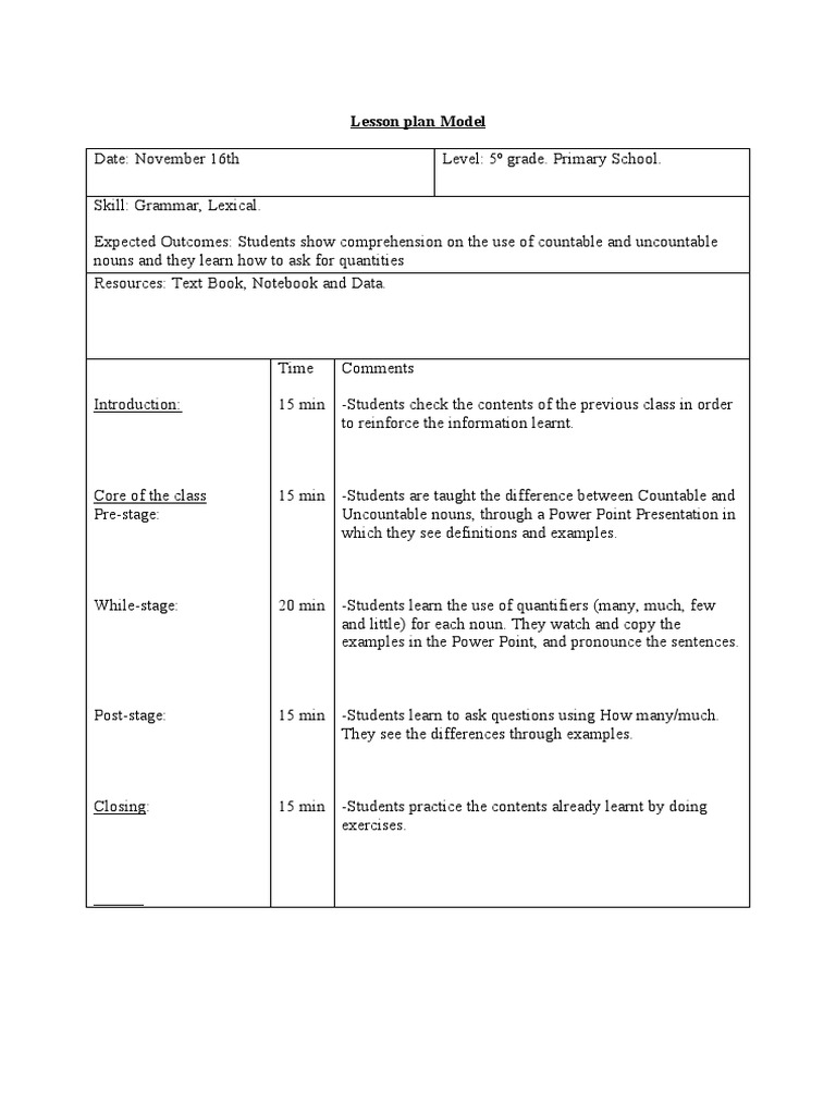 5th Grade Grammar Lesson Plan | PDF