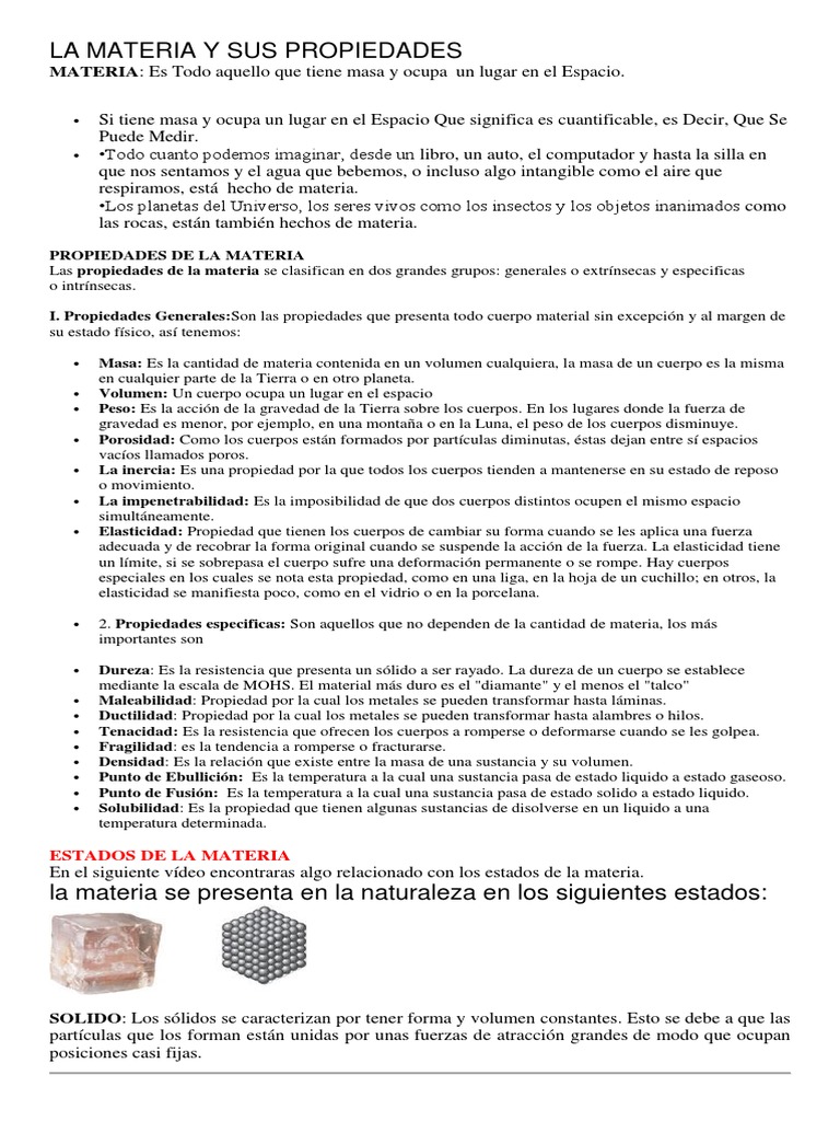 Propiedades y estados de la materia | PDF
