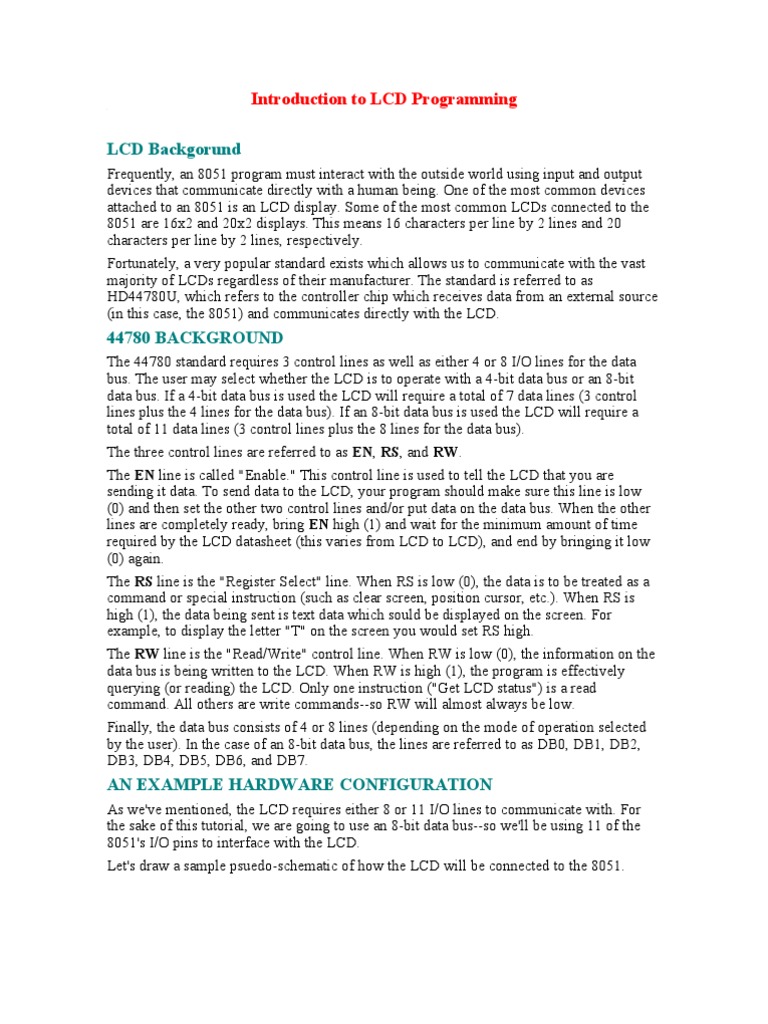 Introduction To LCD Programming | PDF | Subroutine | Input/Output