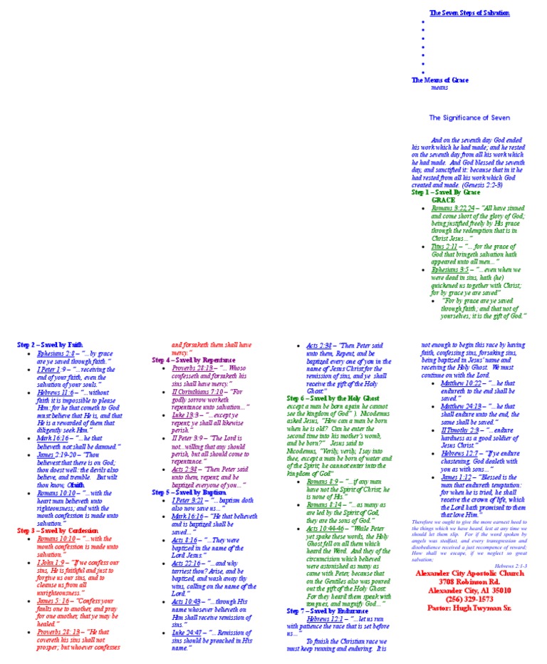 The Seven Steps of Salvation Color | PDF | Grace In Christianity | Baptism