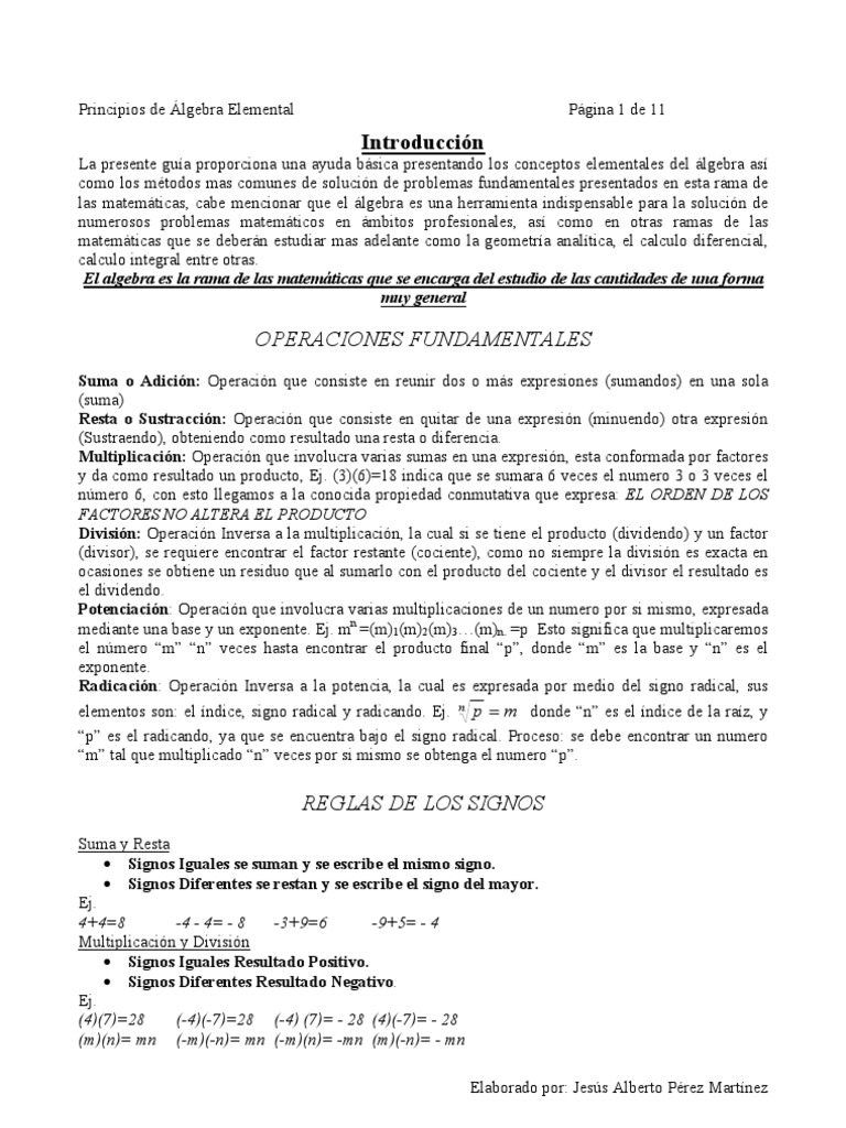 Principios de Algebra Elemental (1ra Revisón) | PDF | Factorización ...