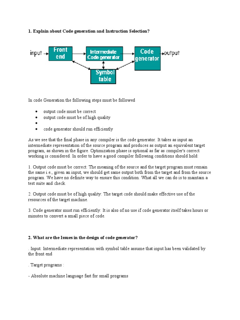 Code Generation and Instruction Selection Unit-8 | PDF | Compiler | Computer Program