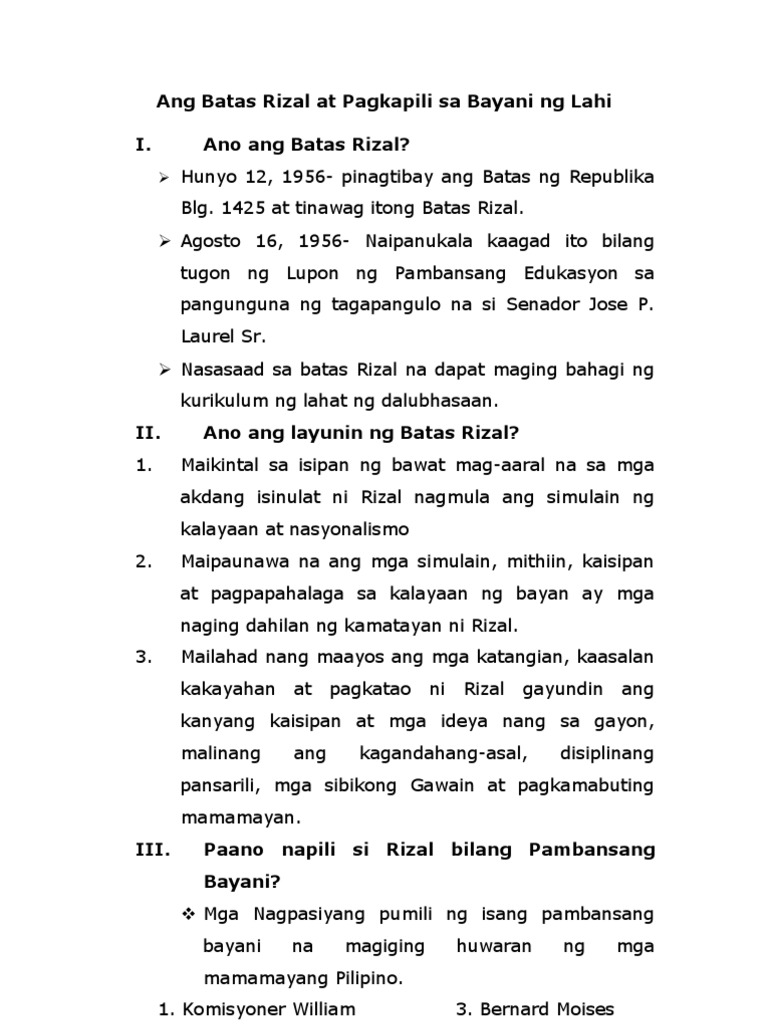 Ang Batas Rizal at Pagkapili Sa Bayani NG Lah1 | PDF