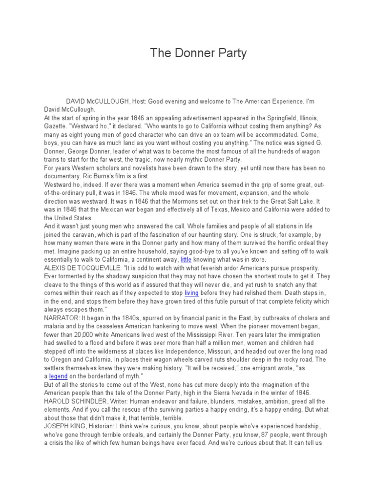 The Tragic Journey of the Donner Party | PDF