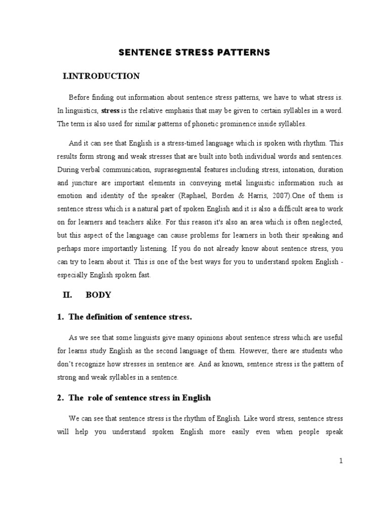 Sentence Stress Pattern | PDF | Stress (Linguistics) | English Language
