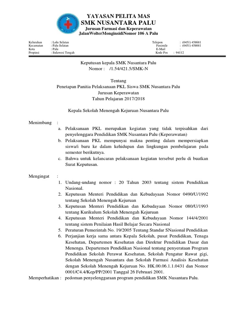 SK. Panitia PKL | PDF