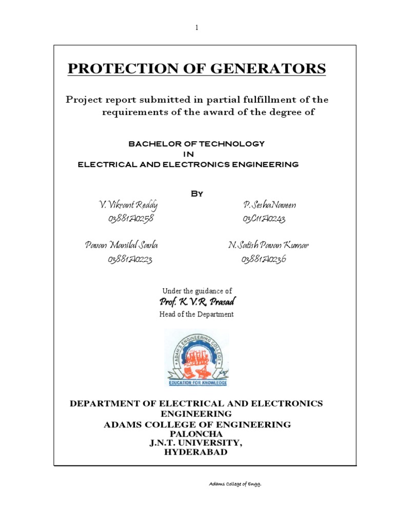 Protection of Generators | PDF | Electric Generator | Power Station