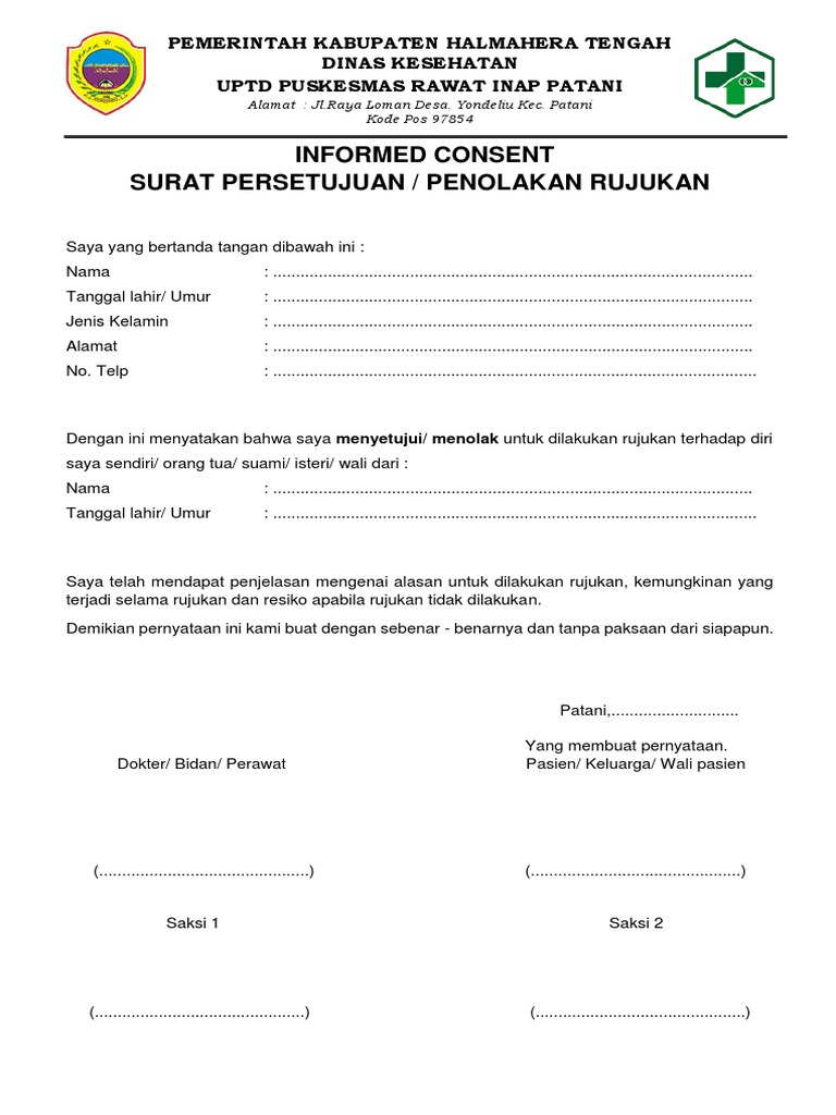 Informed Consent Persertujuan Dan Penolakan Rujukan | PDF | Ilmu Sosial