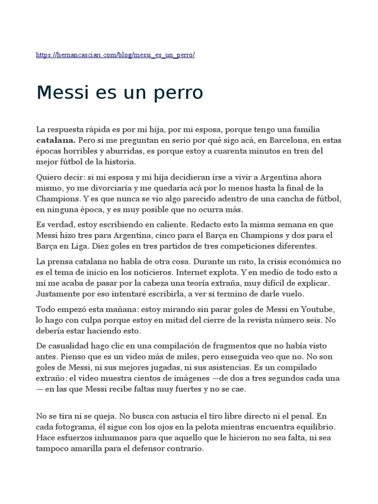 Messi Es Un Perro | PDF | Lionel Messi | FC Barcelona