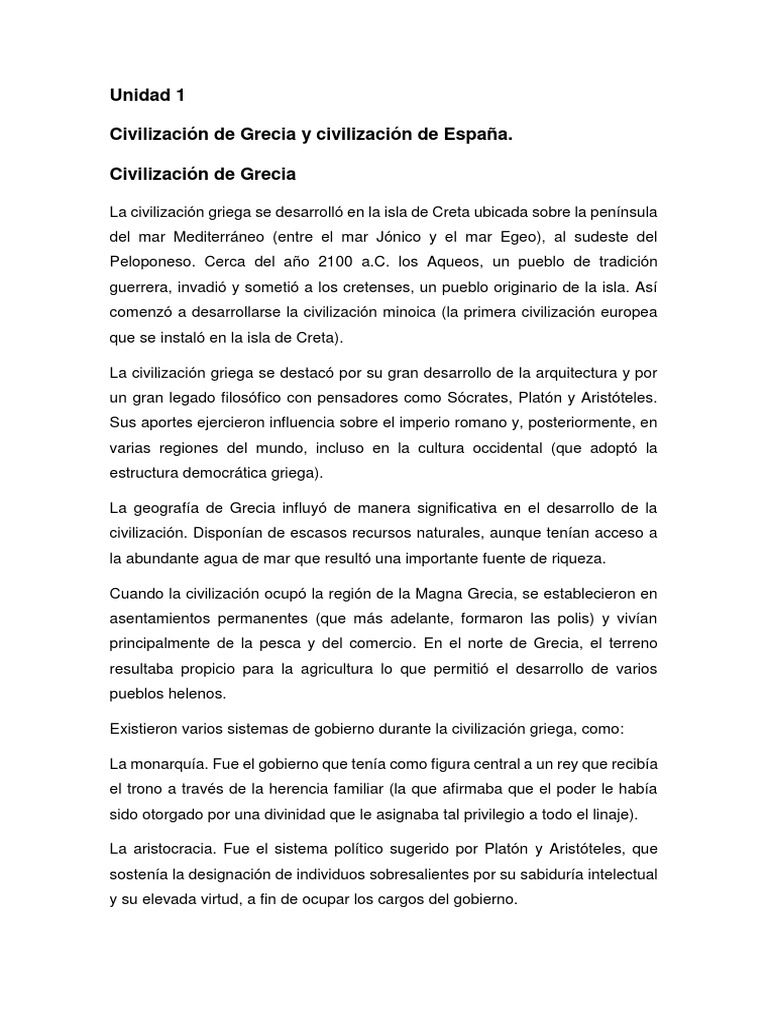 Civilizaciones Grecia España | PDF | Antigua Grecia | imperio Romano