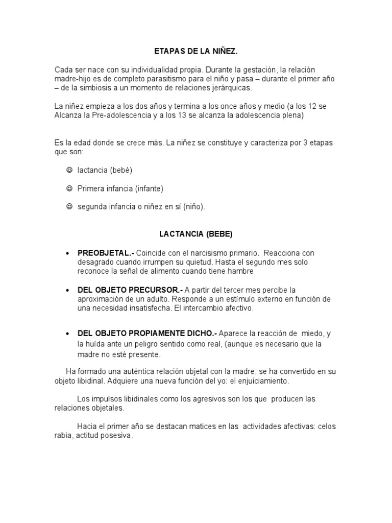 Etapas de la Niñez y su Finalización | PDF | Complejo de Edipo | Memoria