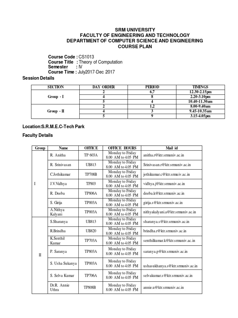 TOC Lesson Plan PDF | Download Free PDF | Computational Complexity Theory | Formal Methods