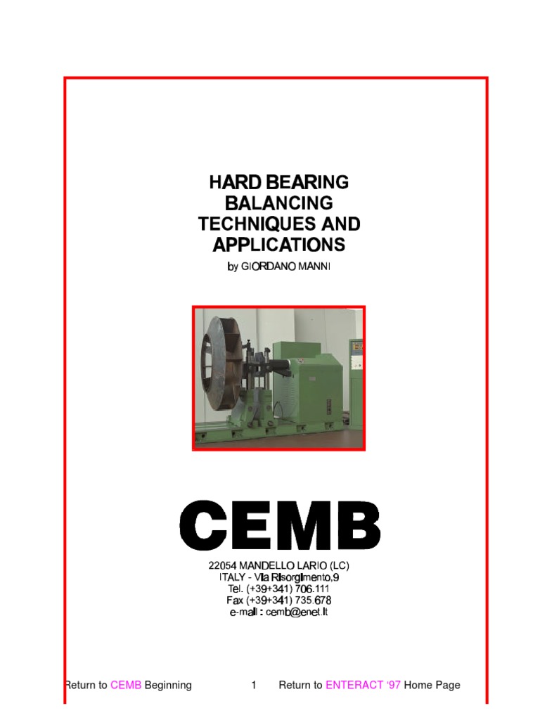 CEMB Hard Bearing Balancing Techniques | PDF | Rotation Around A Fixed ...