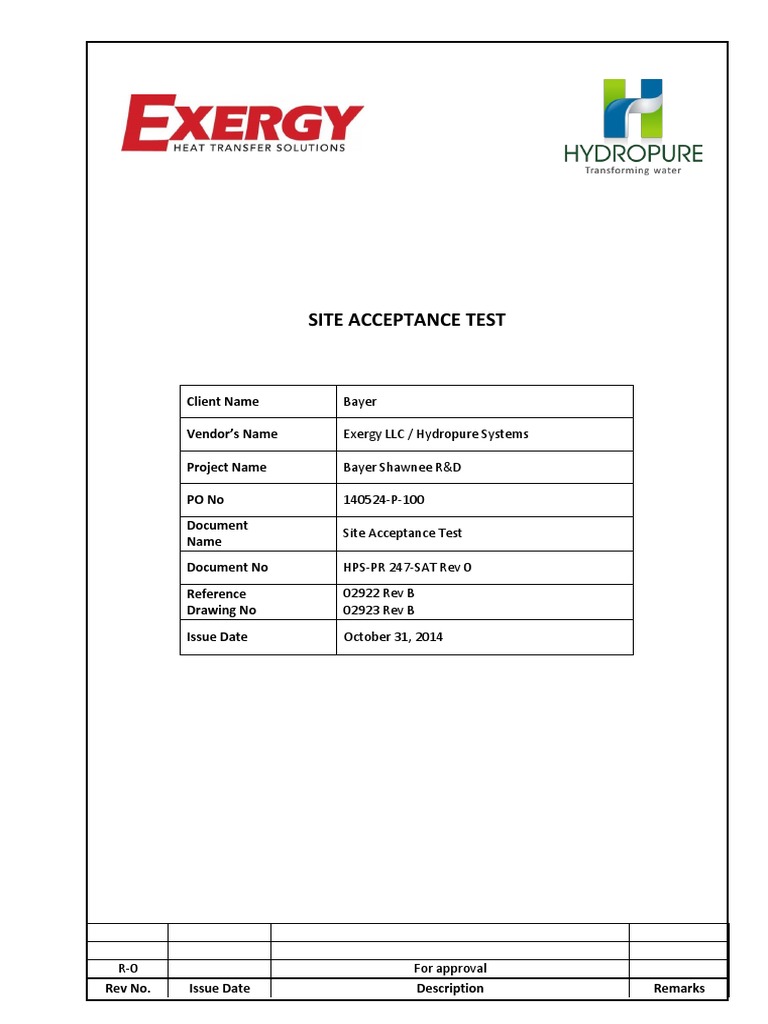 Site Acceptance Test (SAT) | PDF | Verification And Validation ...