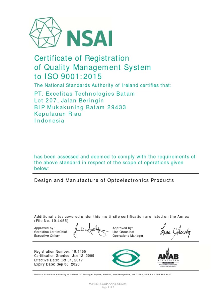 ISO 9001 Certificate | PDF | Iso 9000 | Systems Thinking
