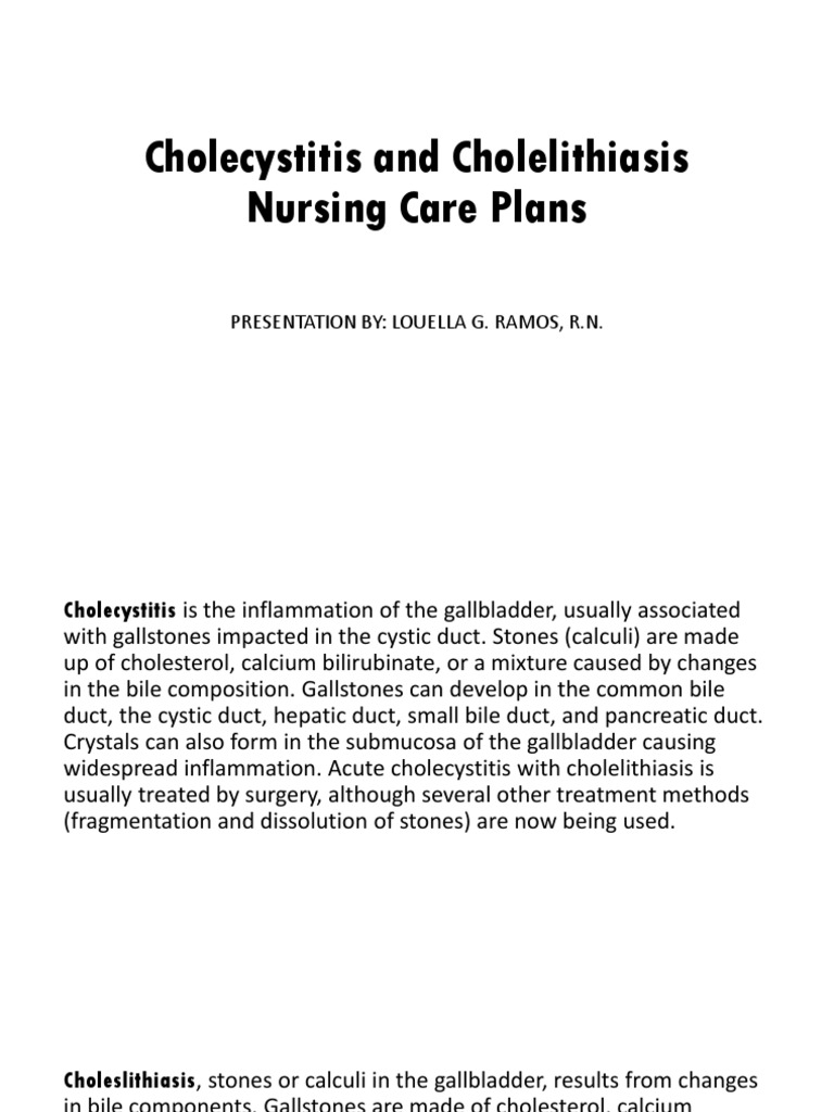 Cholecystitis and Cholelithiasis Nursing Care Plans | PDF | Medicine | Diseases And Disorders