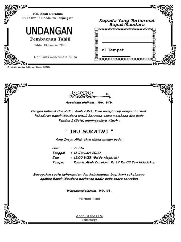 Undangan Pendak 1 | PDF