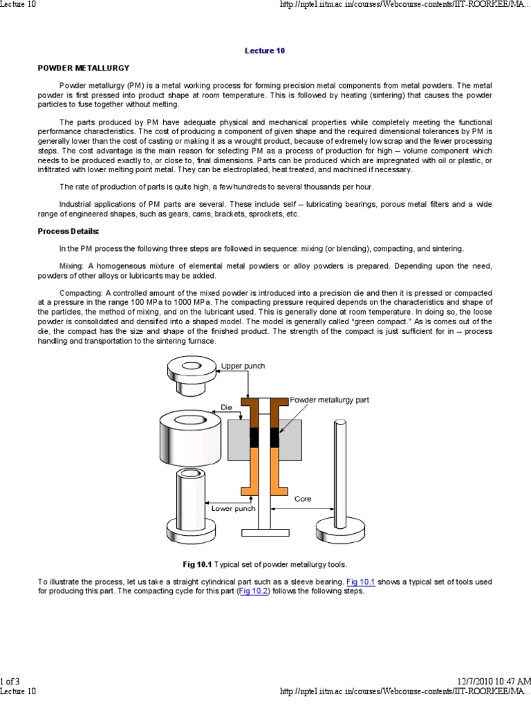 Powder Metallurgy | PDF | Sintering | Physical Sciences