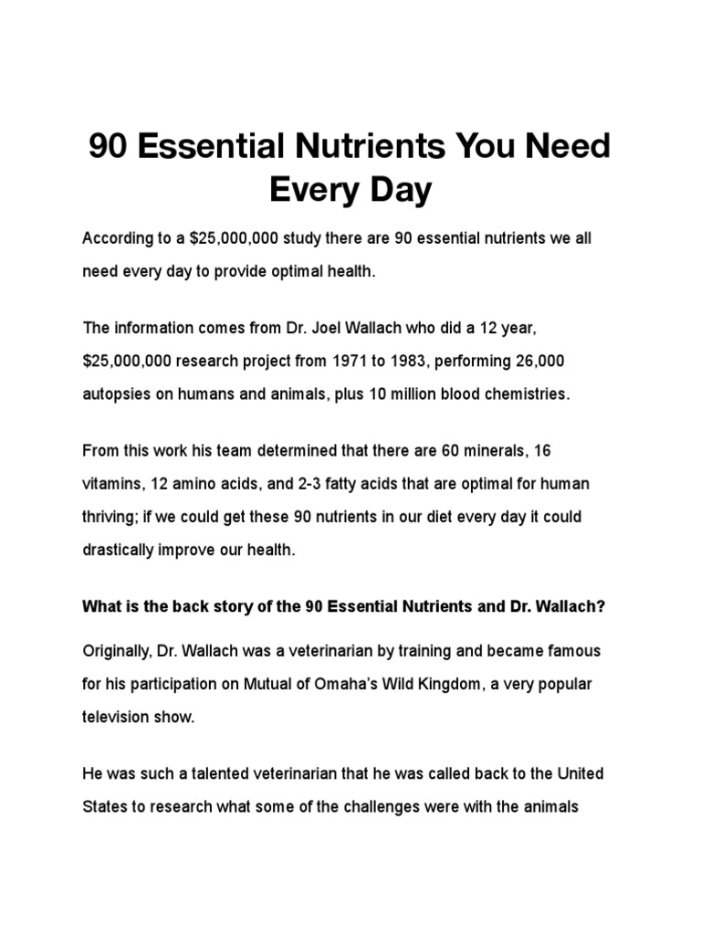 90 Essential Nutrients PDF | PDF | Nutrients | Vitamin