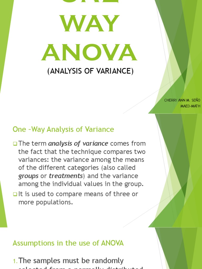 One Way Anova | PDF | Analysis Of Variance | Variance