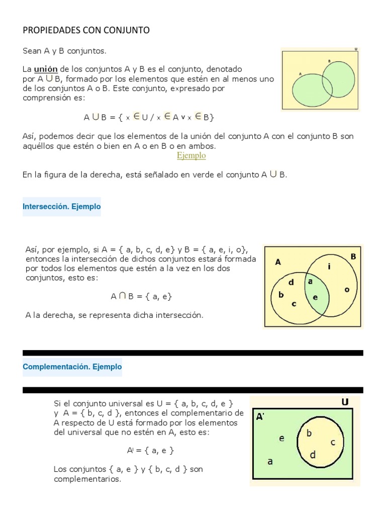 Propiedades y Operaciones de Conjuntos | PDF | Conjunto (Matemáticas ...