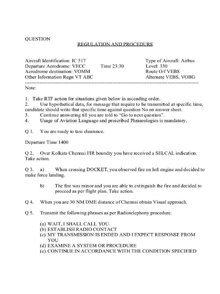 RTR A Part 1 Sample Questions PDF | PDF