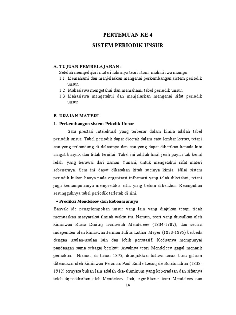 Pertemuan Ke 4 Sistem Periodik Unsur | PDF