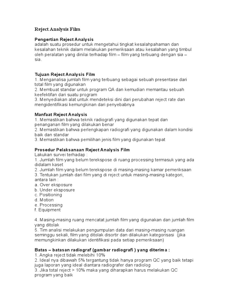 Analisis Penolakan Film Radiografi | PDF | Komputer | Teknologi & Rekayasa