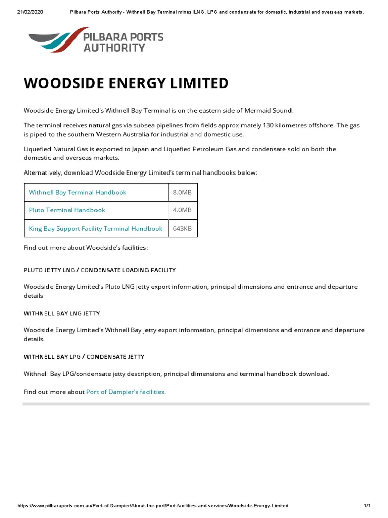Pilbara Ports Authority - Withnell Bay Terminal Mines LNG, LPG and ...
