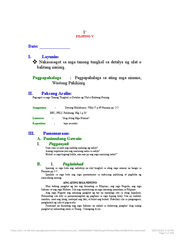 Grade 5 DLP Filipino PDF | PDF