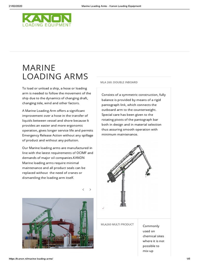 Marine Loading Arms - Kanon Loading Equipment | PDF | Mechanical ...