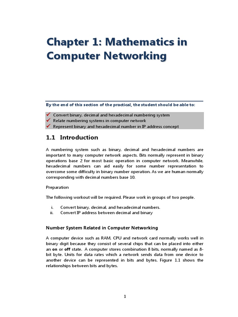 Lab 1 - Mathematics in Computer Networking PDF | PDF