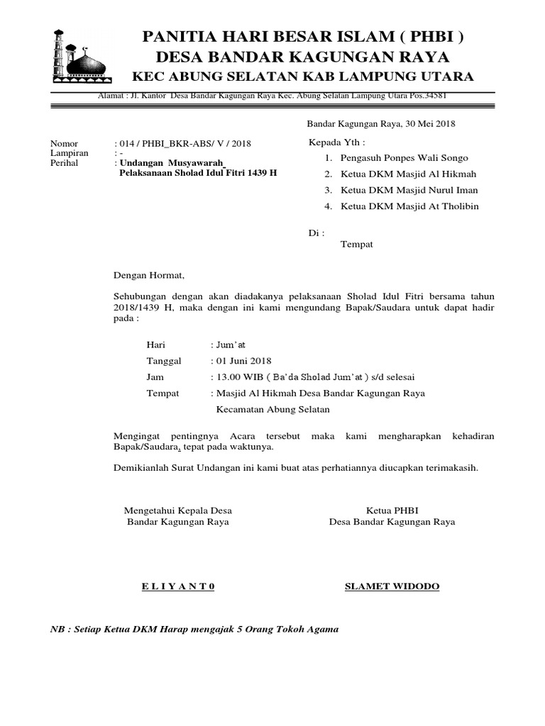Undangan PHBI | PDF