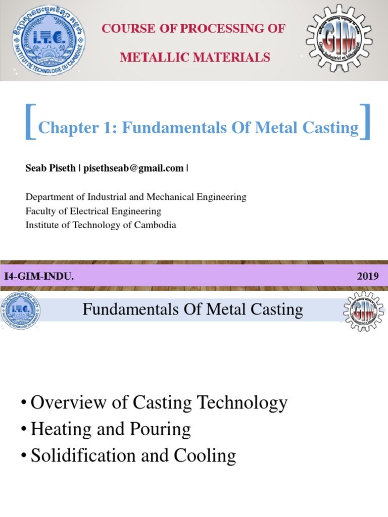 Chapter 1 - Fundamentals of Metal Casting | PDF | Casting (Metalworking ...