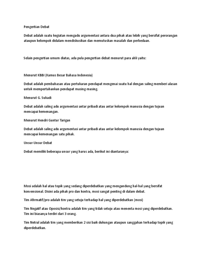 Pengertian dan Unsur-Unsur Debat | PDF | Filsafat | Sains & Matematika