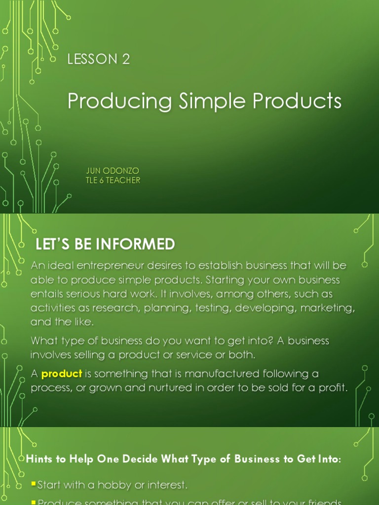 Ict&entrep Lesson 2 Producing Simple Products | PDF