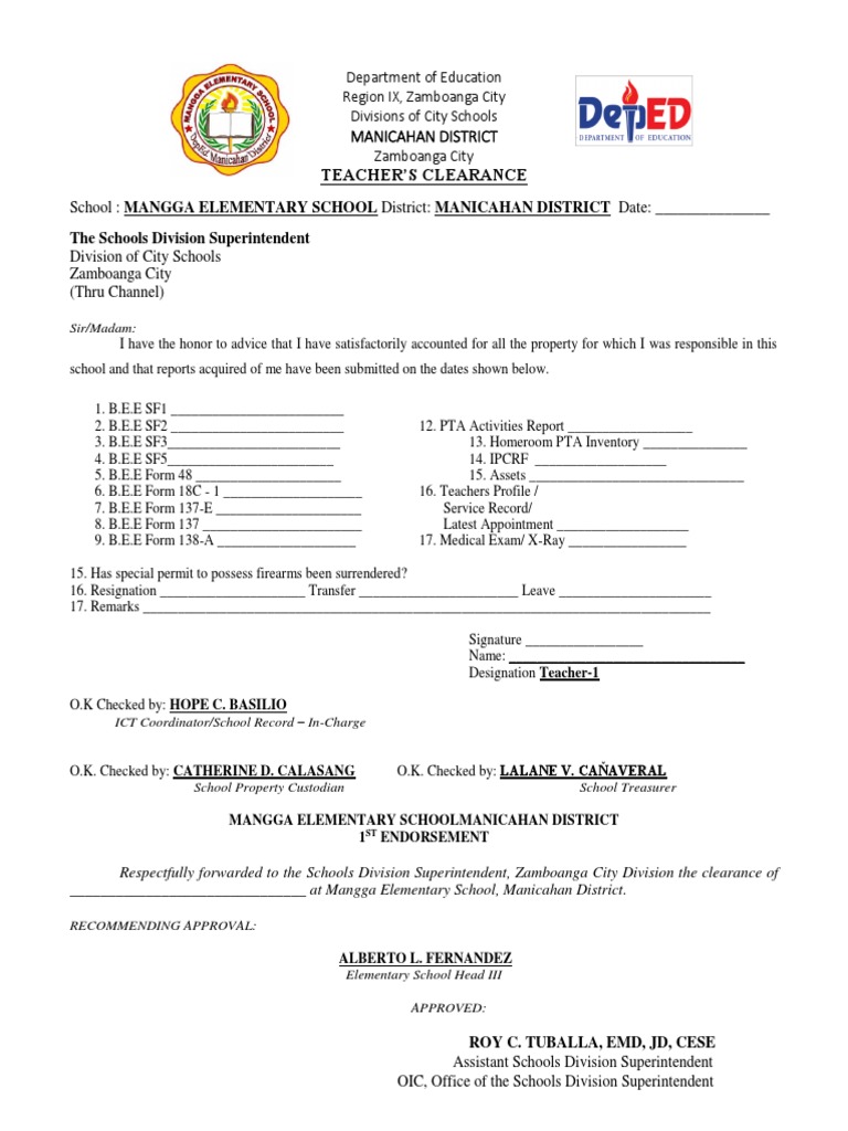 Teacher Clearance Form for Transfer | PDF | Firearm Laws | Law