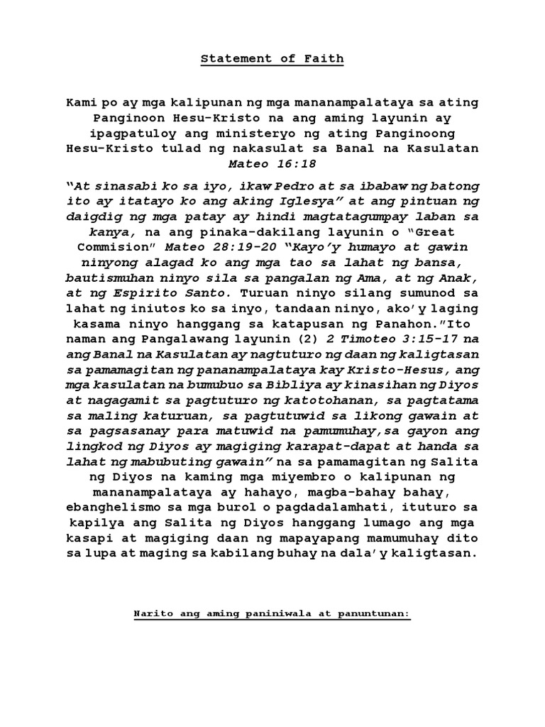 Statement of Faith | PDF