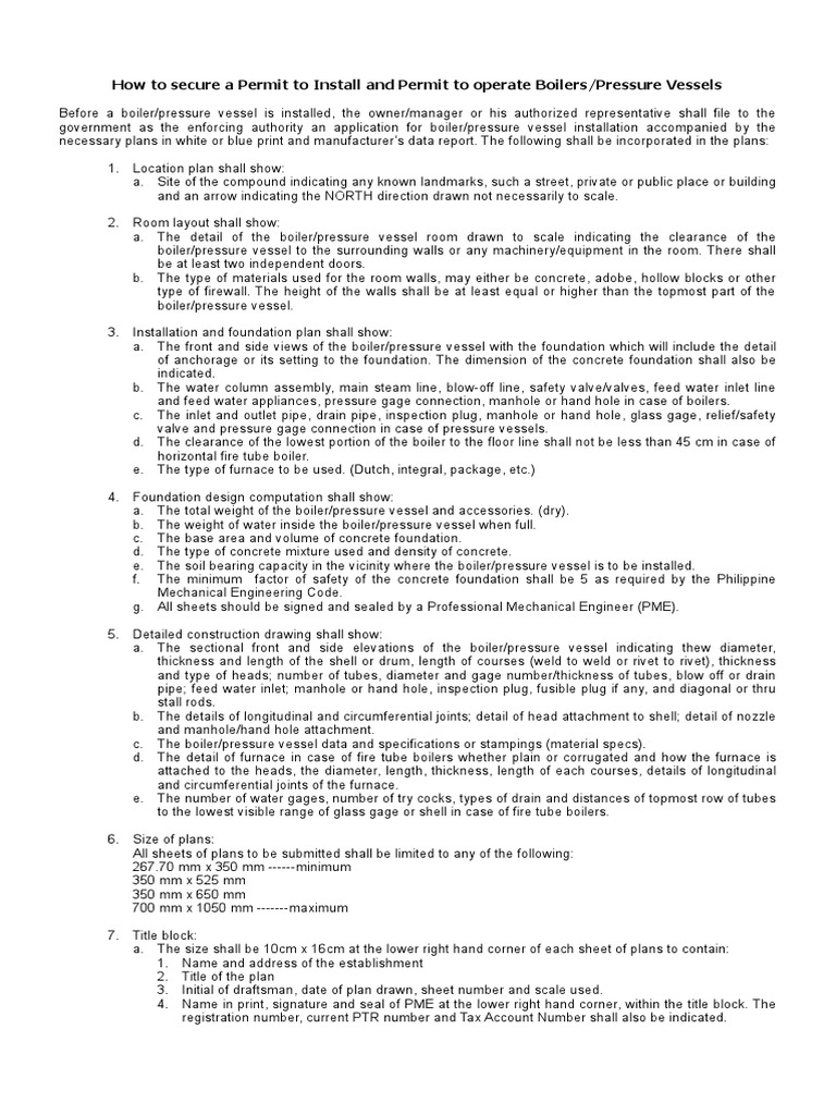 How To Secure A Permit To Install and Permit To Operate BoilersPressure ...