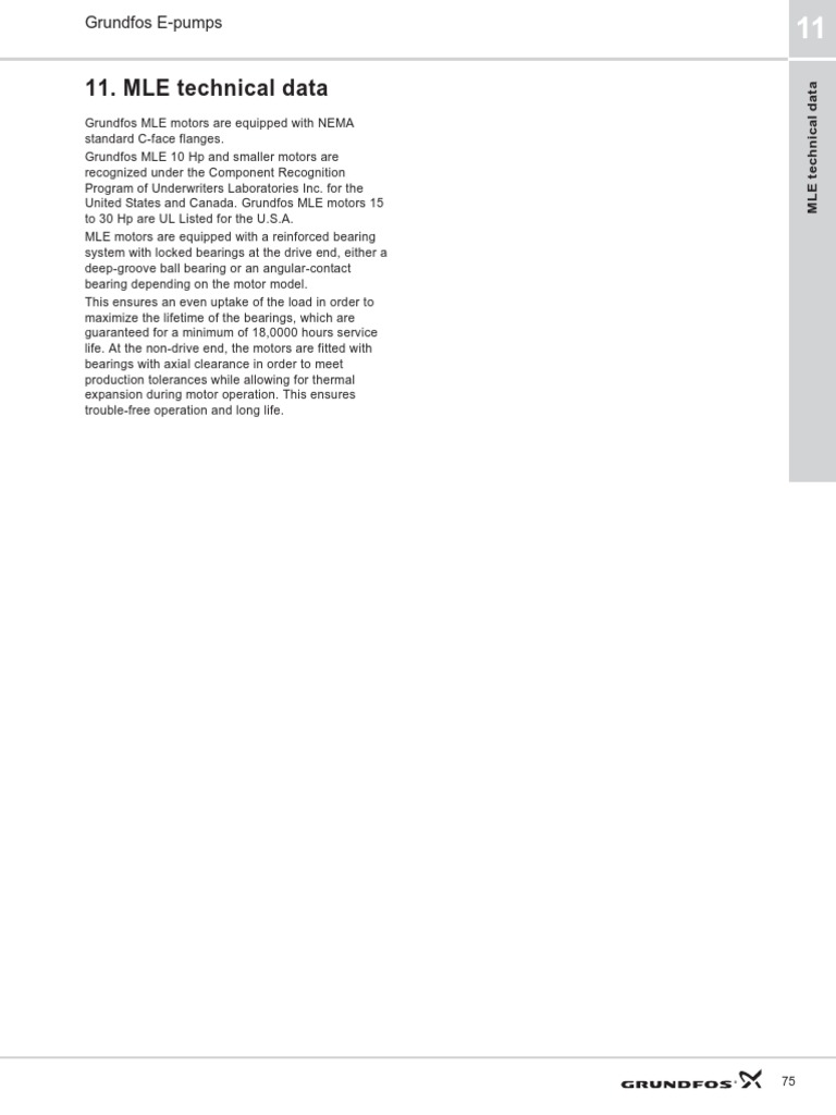 Dimensional Specifications and Technical Details of Grundfos MLE Single ...