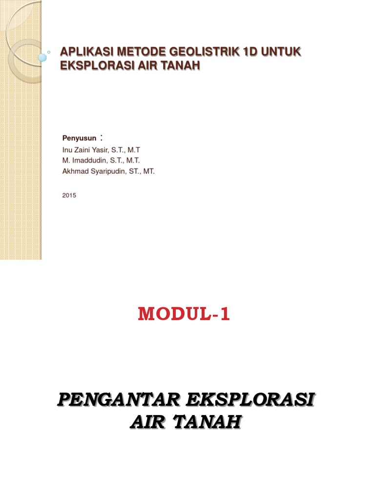 Aplikasi Metode Geolistrik 1D Untuk Eksplorasi Air Tanah | PDF