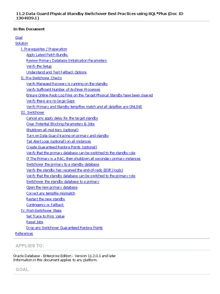 11-2 Data Guard Physical Standby Switchover Best Practices Using ...