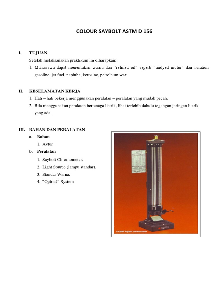 COLOUR SAYBOLT ASTM D 156 Johan | PDF