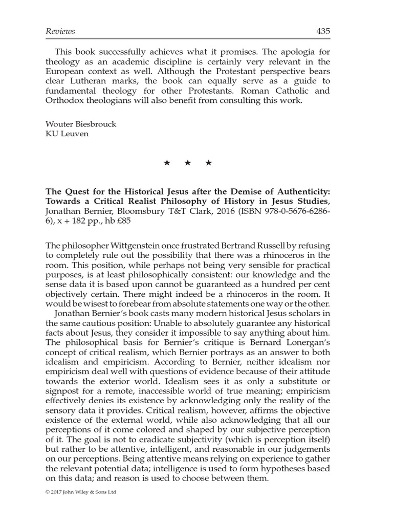 The Quest For The Historical Jesus After The Demise of Authenticity ...