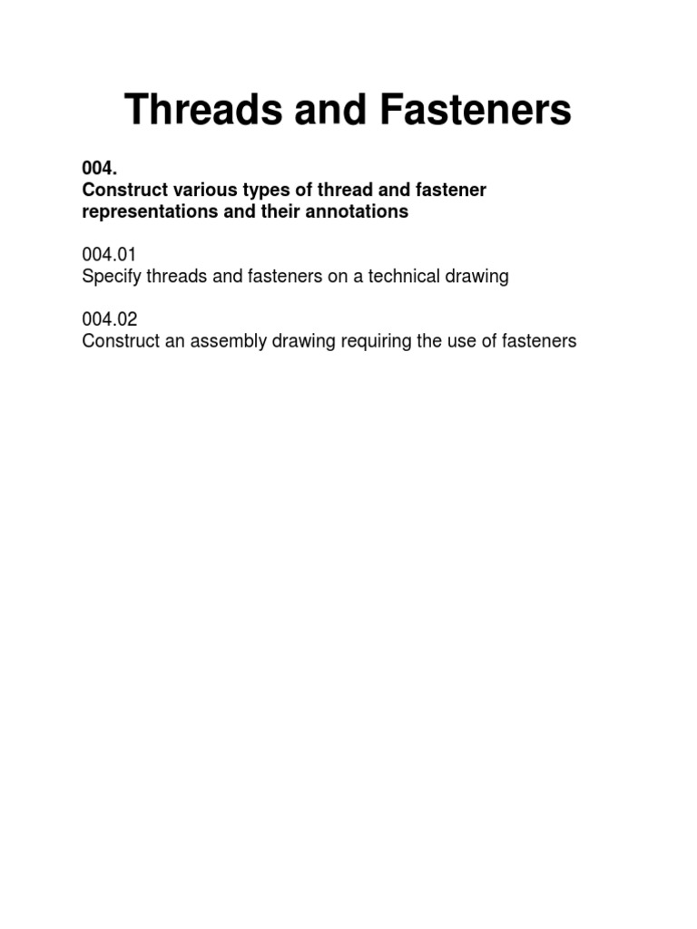 Threads and Fasteners | PDF | Screw | Manufactured Goods