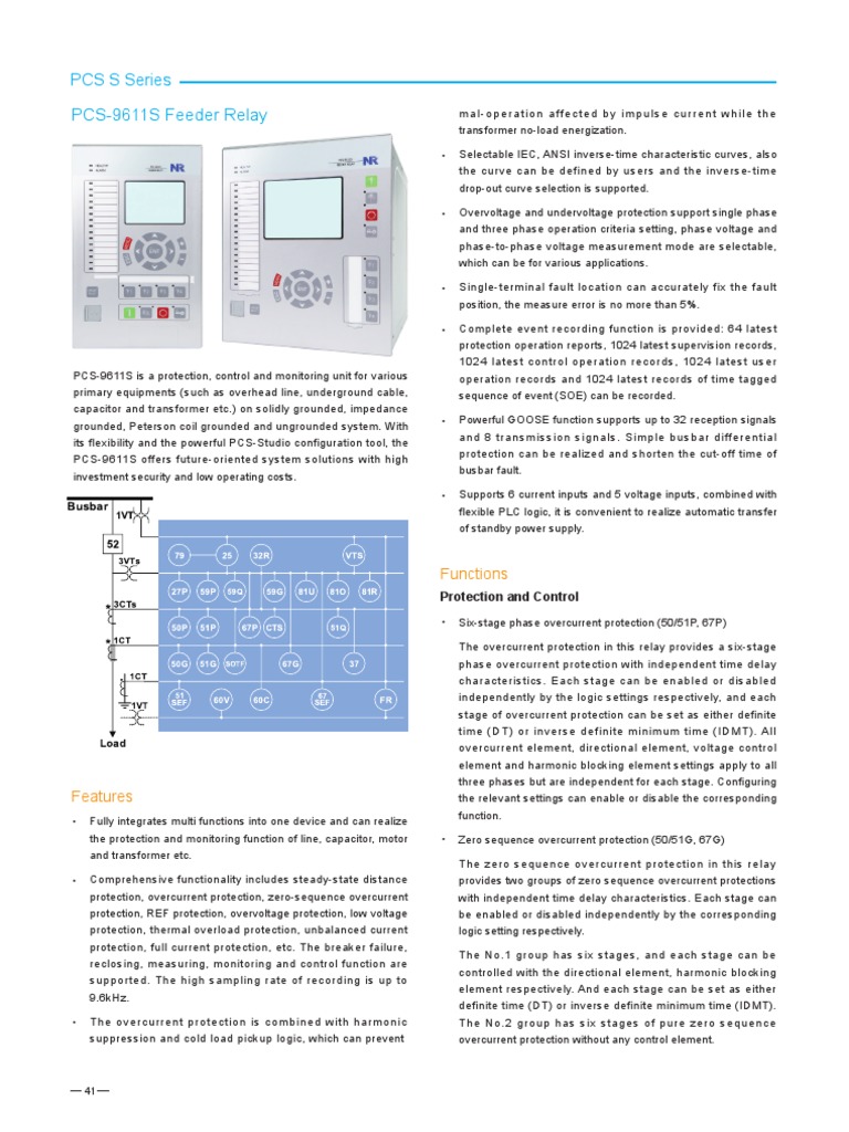 PCS-9611S Fedder Relay | PDF | Power Supply | Relay