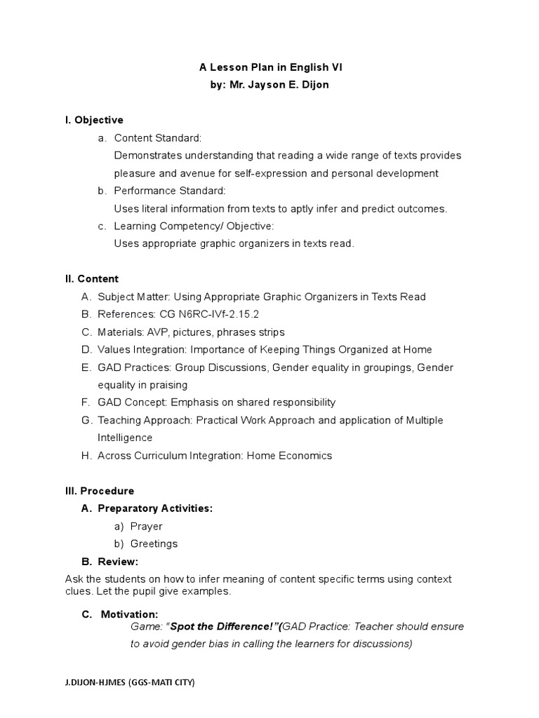 Graphic Organizers in English Lesson Plan | PDF | Career & Growth